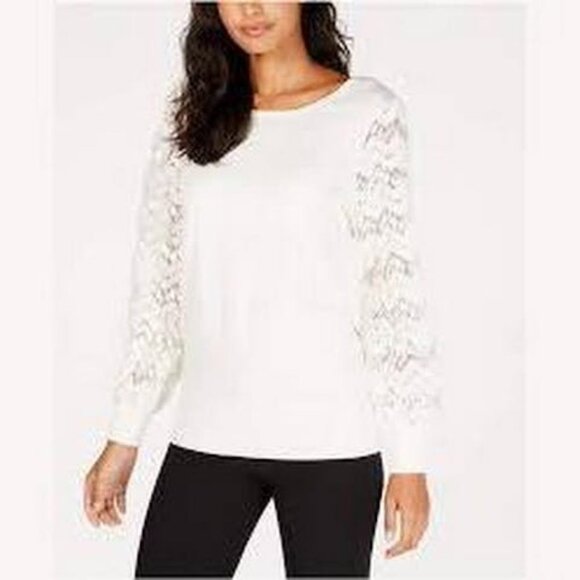 Alfani | Sweaters | Alfani Embellished Meshsleeve Sweater Cloud Xlcloud ...